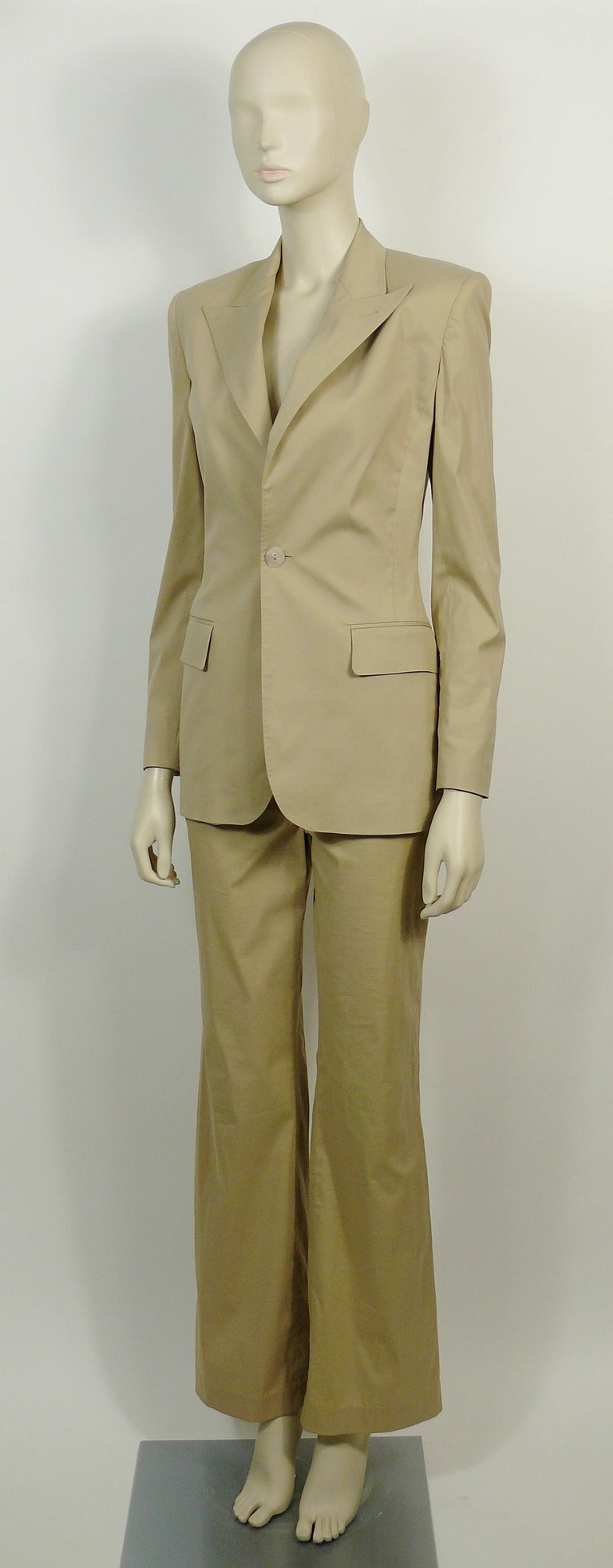 Jean Paul Gaultier Beige Cotton Suit with Iconic Cut-Out Back Blazer at ...
