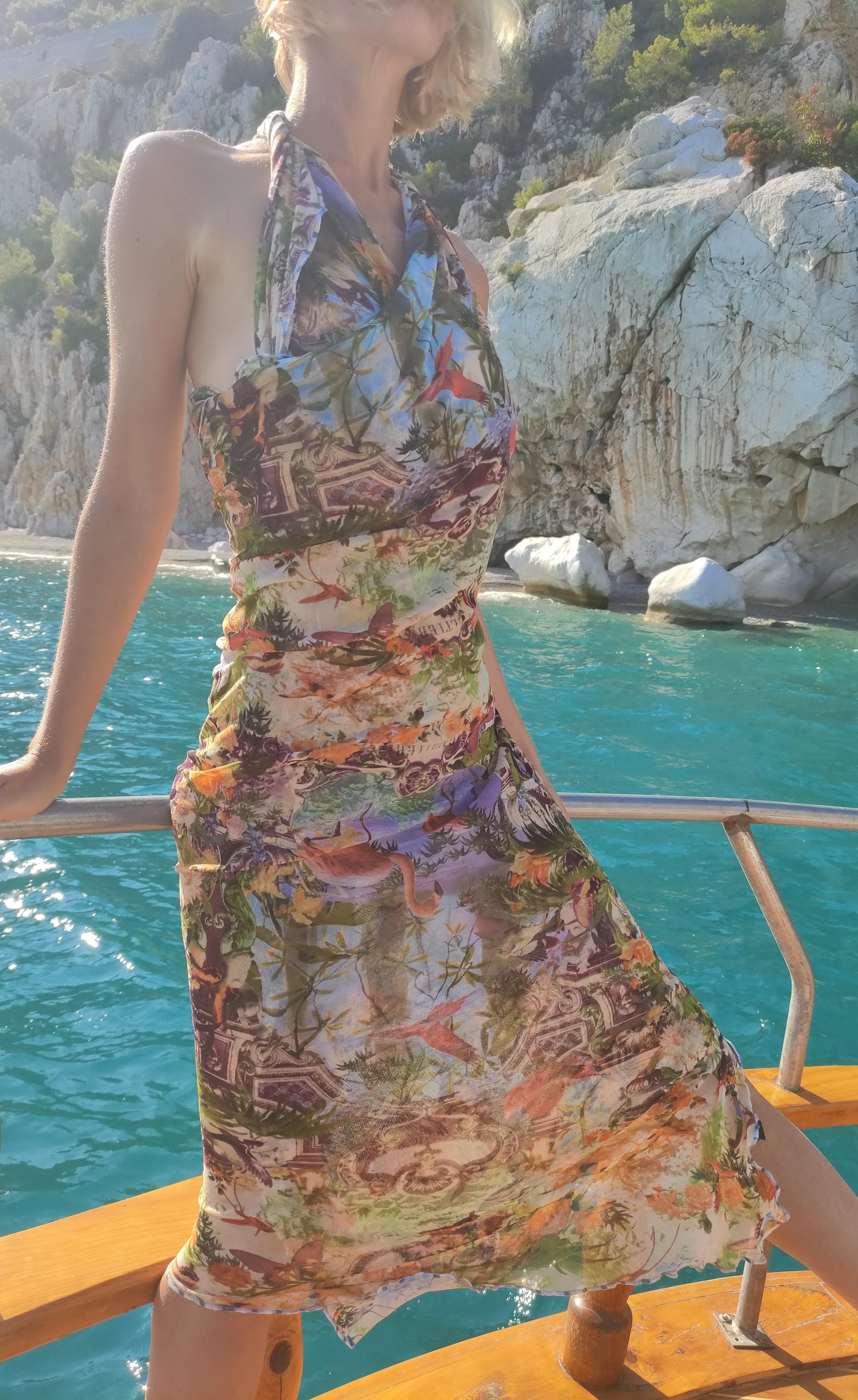 Jean Paul Gaultier Bella Hadid Tropical Butterfly Flamingo Floral Pareo ...