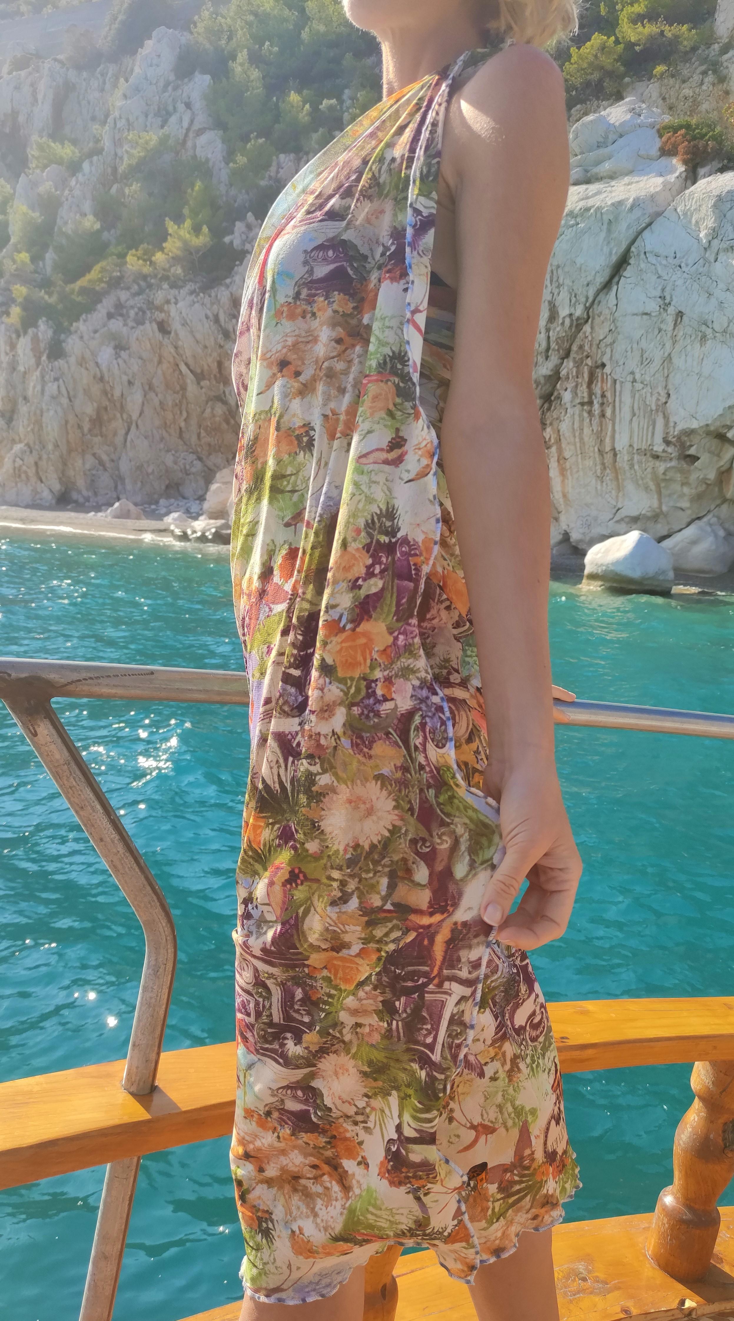 Jean Paul Gaultier Bella Hadid Tropical Butterfly Flamingo Floral Pareo ...