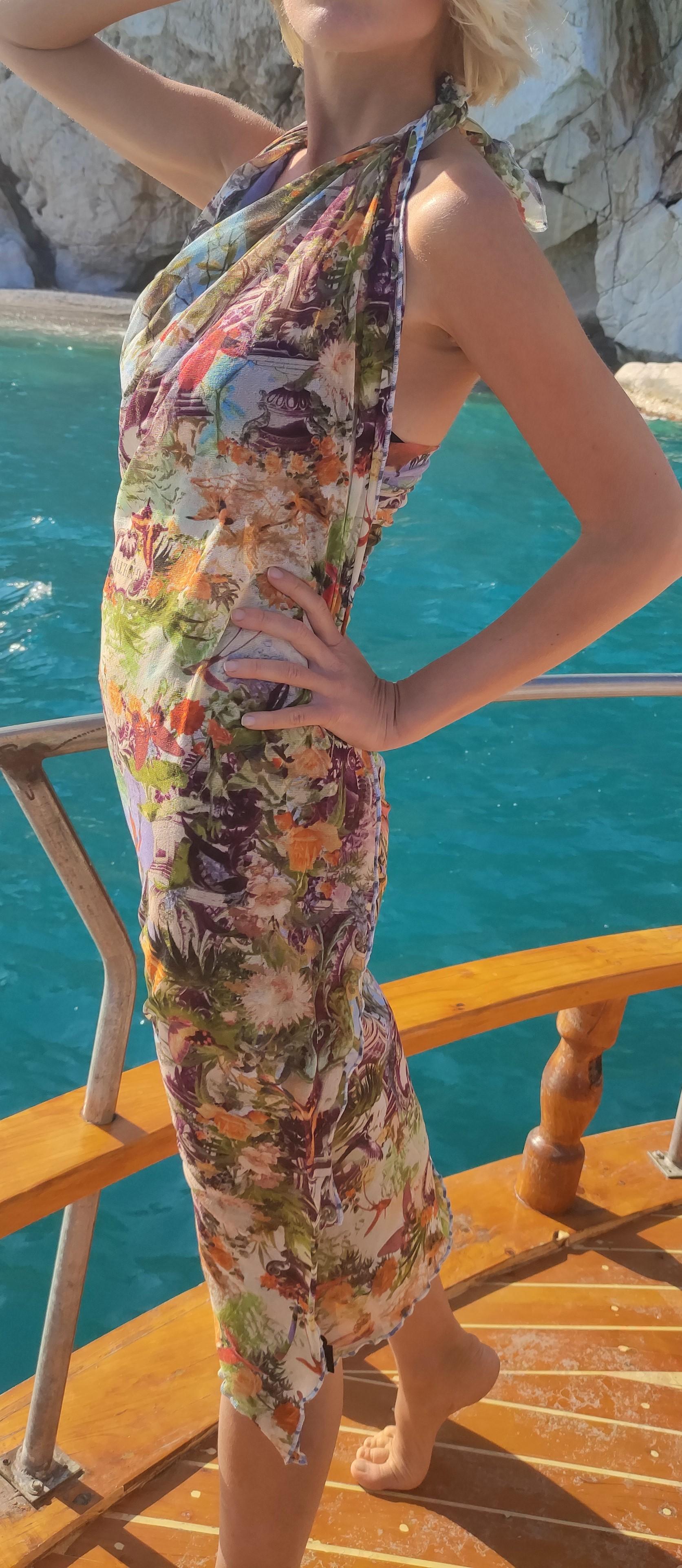 Jean Paul Gaultier Bella Hadid Tropical Butterfly Flamingo Floral Pareo ...