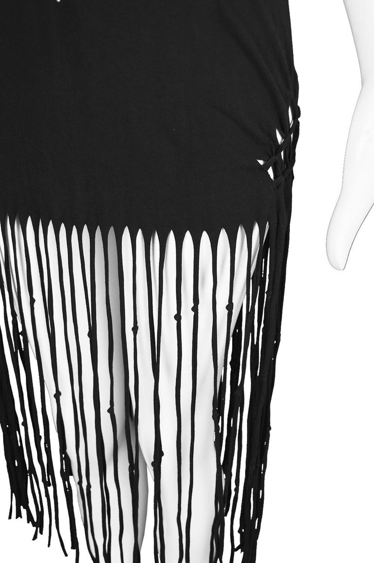 Jean Paul Gaultier Black Jersey Macrame Fringed Mini Runway Dress ...
