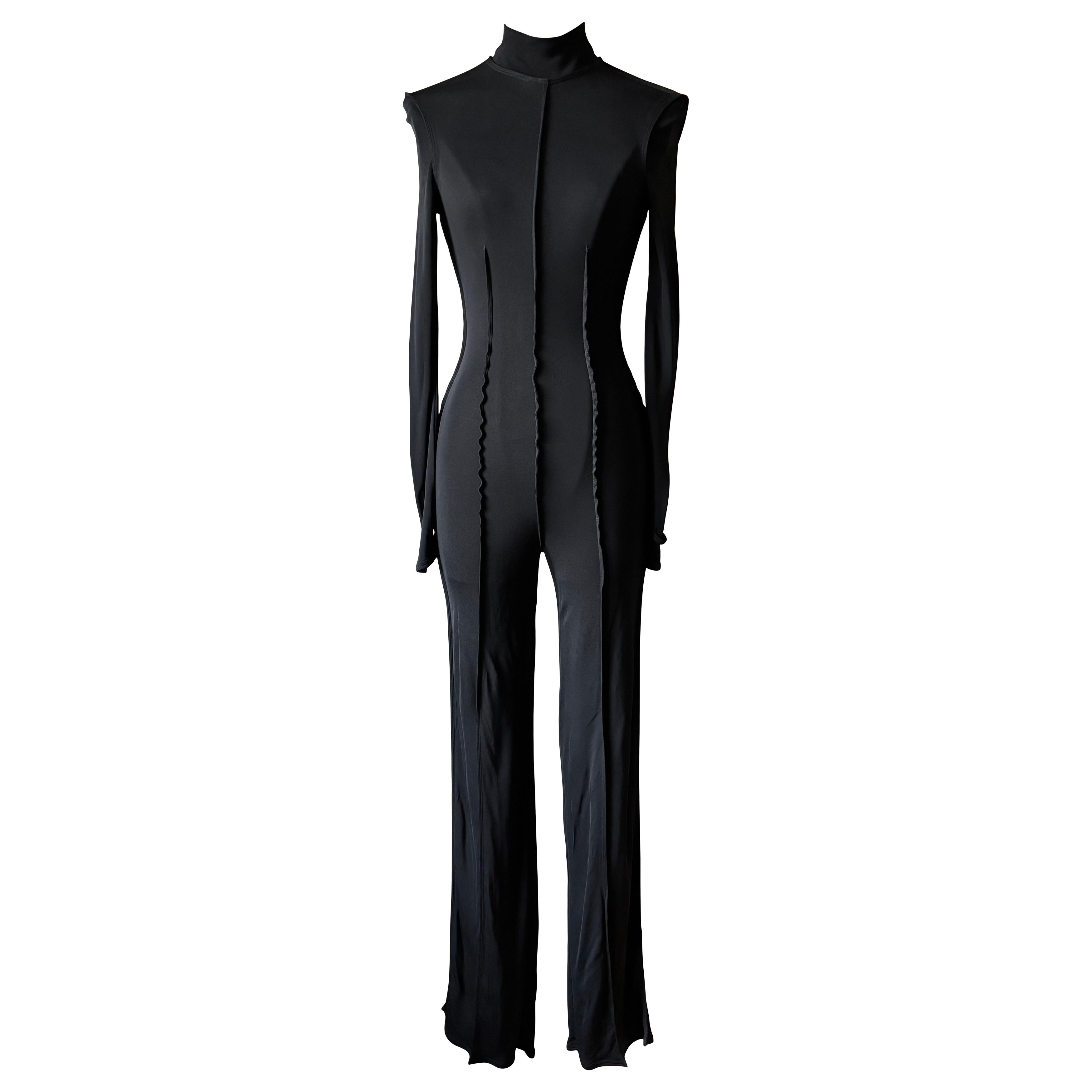 Jean Paul Gaultier Women's Black Fitted Jumpsuit with Collar For Sale ...