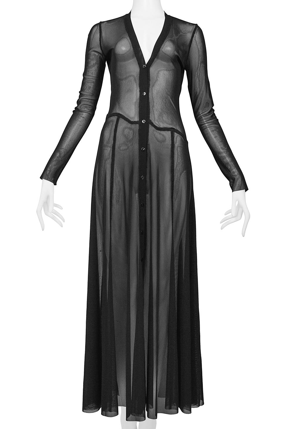 Jean Paul Gaultier Black Mesh Sheer Cardigan Dress For Sale at 1stDibs