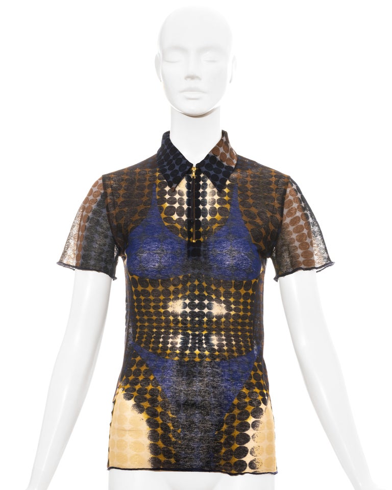 Jean Paul Gaultier blue cyber dots mesh polo shirt, fw 1995 at 1stDibs ...