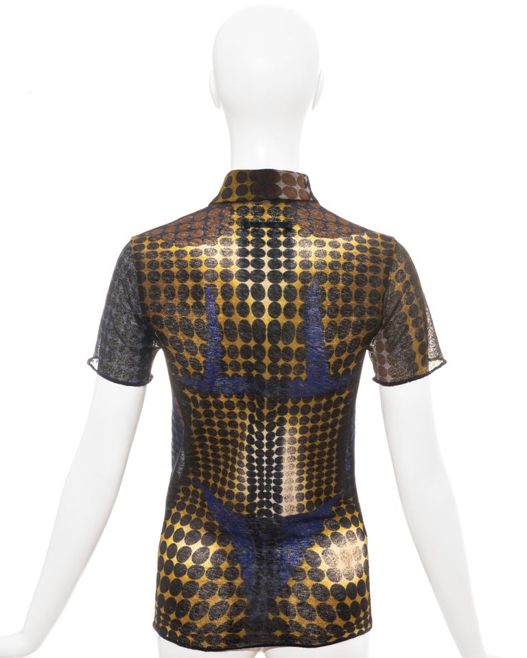 Jean Paul Gaultier blue cyber dots mesh polo shirt, fw 1995 at 1stDibs ...