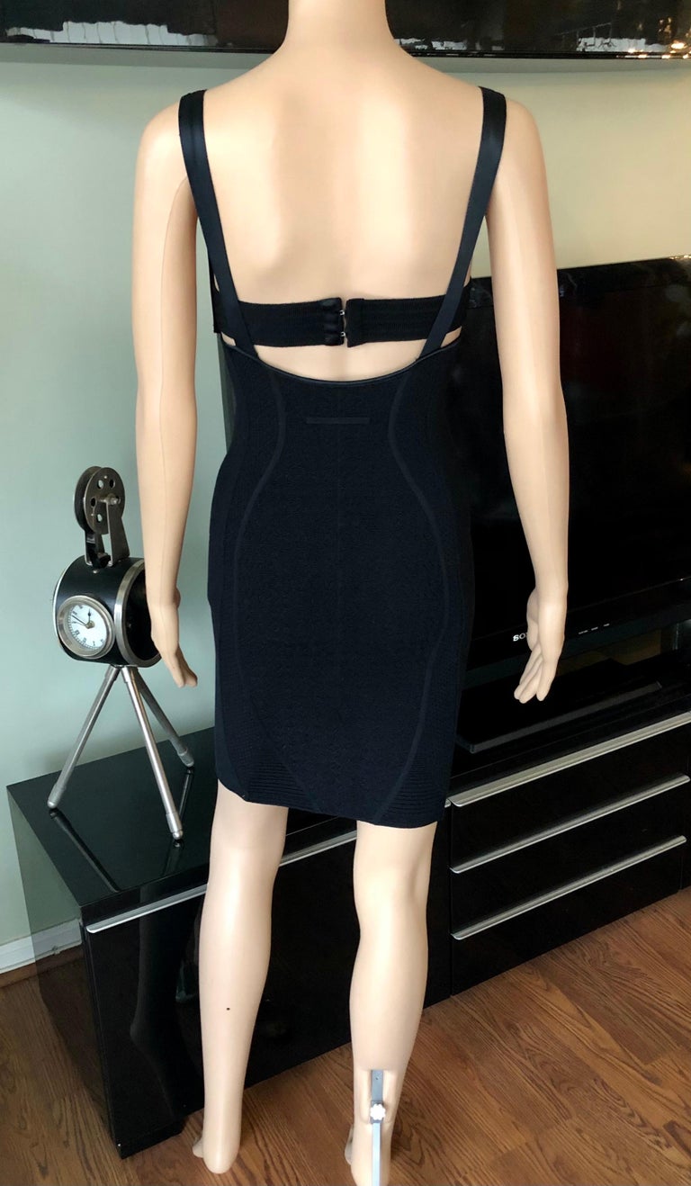 Jean Paul Gaultier Bondage Cone Bra Bodycon Knit Black Mini Dress For ...