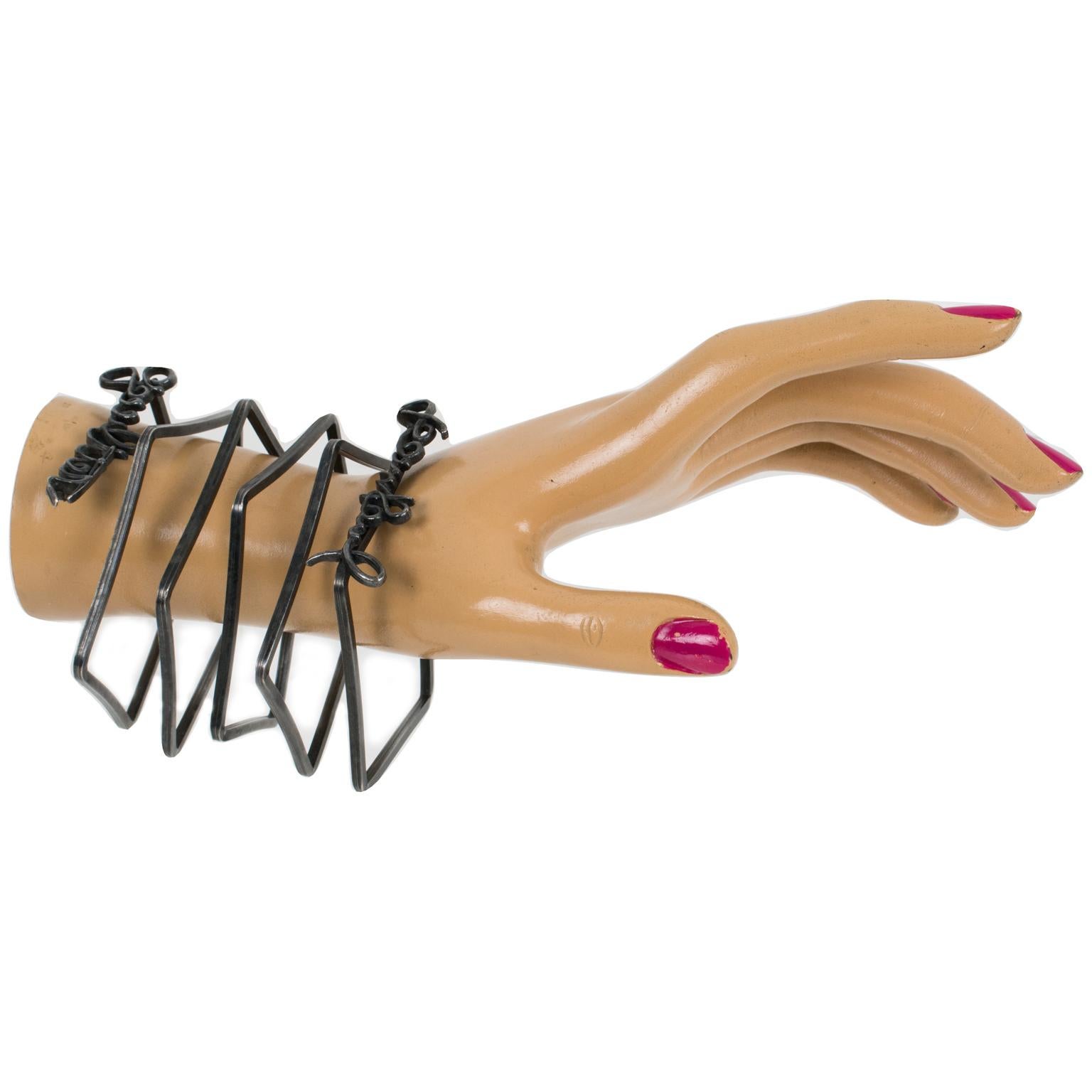 Jean Paul Gaultier Couture Cursive Coiled Black Metal Wide Cuff ...