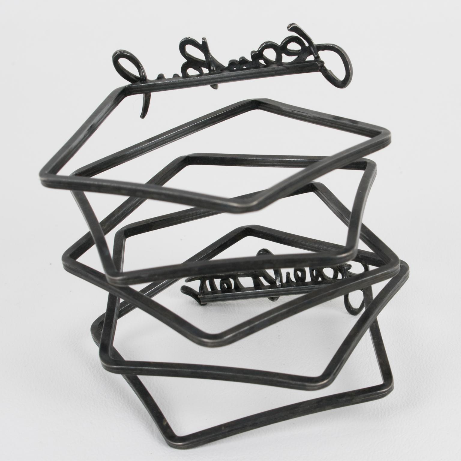 Jean Paul Gaultier Couture Cursive Coiled Black Metal Wide Cuff ...