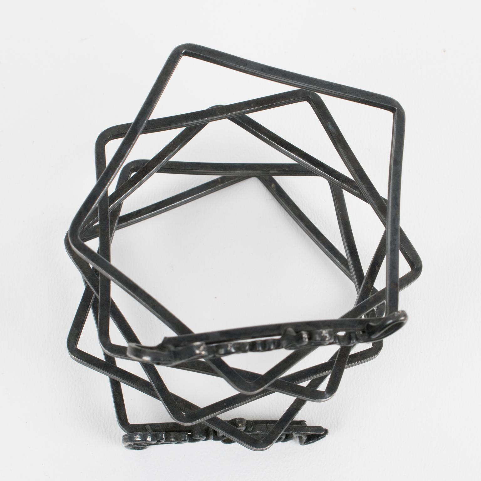 Jean Paul Gaultier Couture Cursive Coiled Black Metal Wide Cuff ...