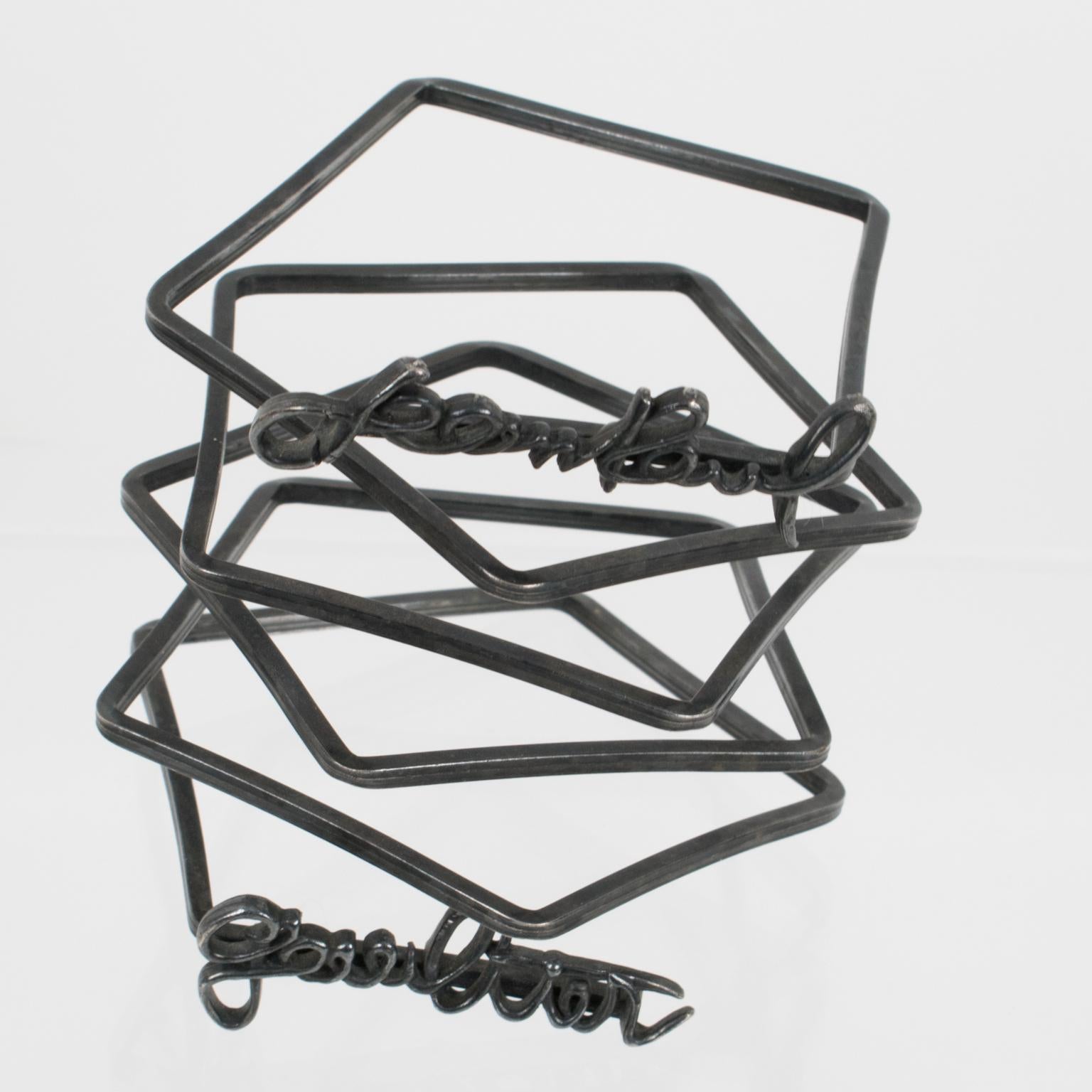 Jean Paul Gaultier Couture Cursive Coiled Black Metal Wide Cuff ...