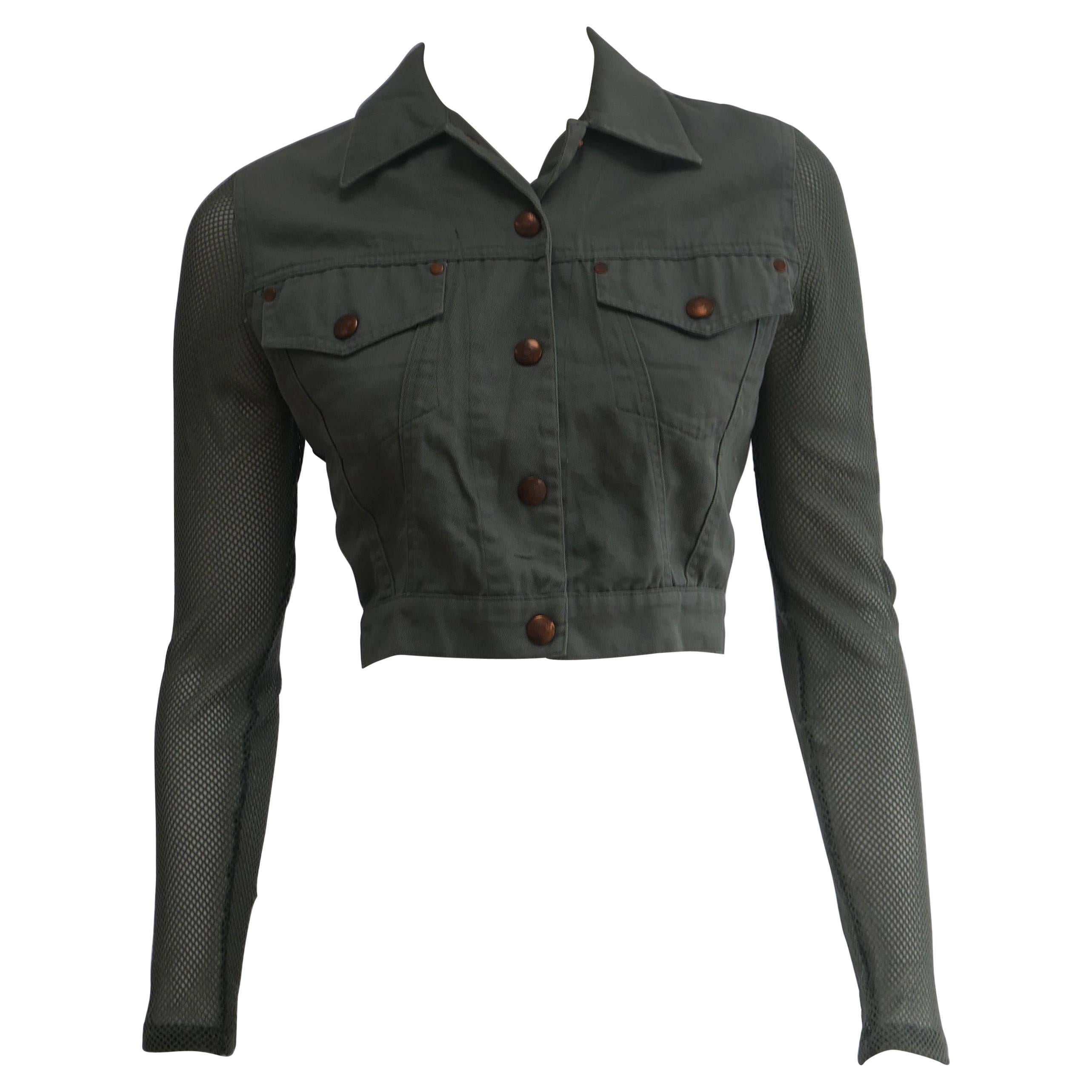 Jean Paul Gaultier Cropped Jacket With Fishnet Sleeves at 1stDibs