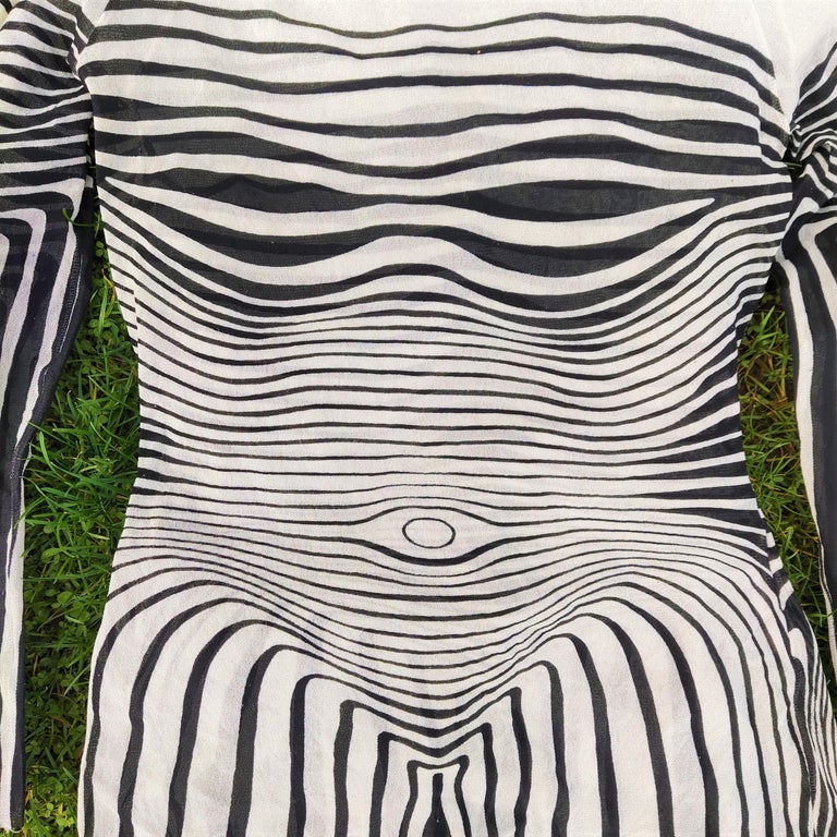 Jean Paul Gaultier Cyberbaba Zebra Optical Illusion Striped Transparent ...