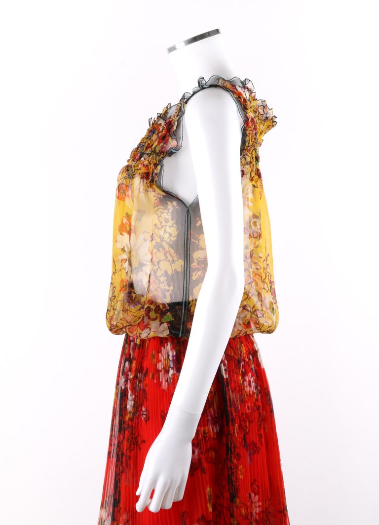 JEAN PAUL GAULTIER Femme c.2000’s 3 Pc Floral Tank Skirt Slip Dress Set ...