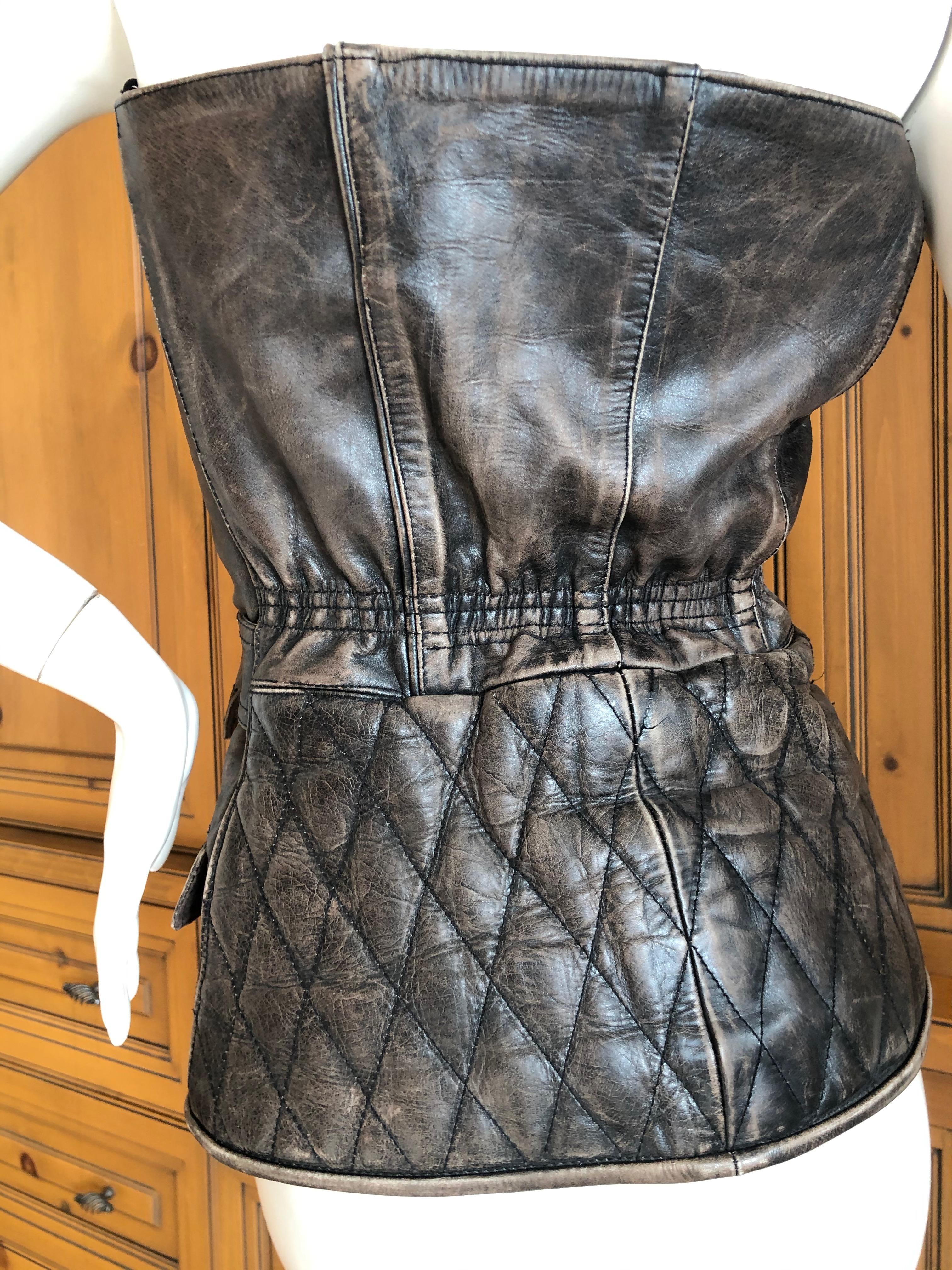 Jean Paul Gaultier Femme Distressed Leather 2 Part Moto Jacket Corset ...