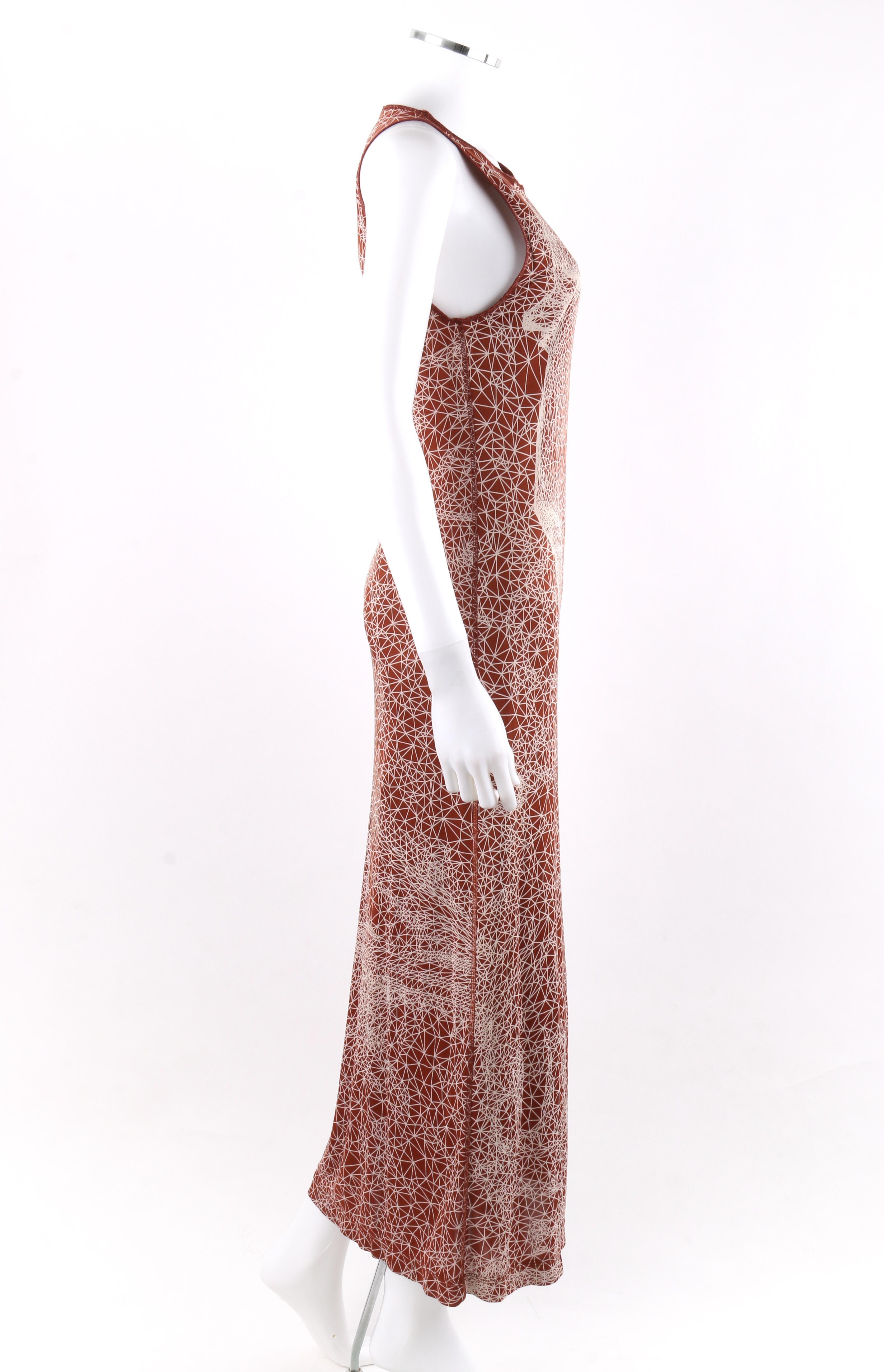 JEAN PAUL GAULTIER Femme S/S 2001 Rust Brown Constellation Faces Maxi ...