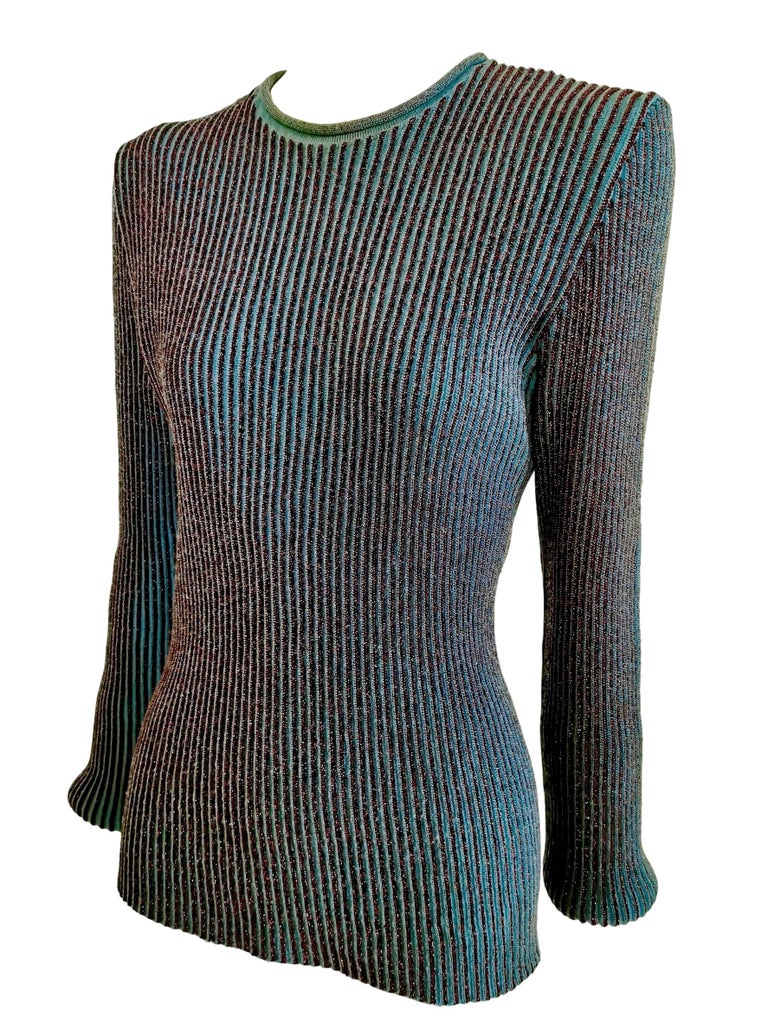 Jean Paul Gaultier Homme Label Ribbed Sweater with Lurex For Sale at ...