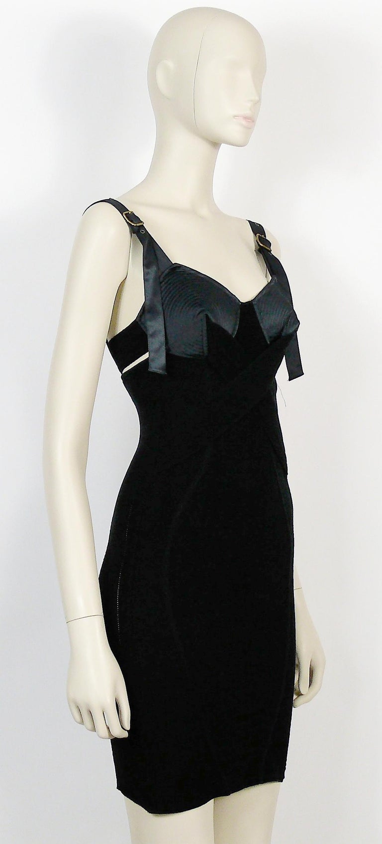 Jean Paul Gaultier Iconic Black Bondage Cone Bra Mini Bodycon Dress ...
