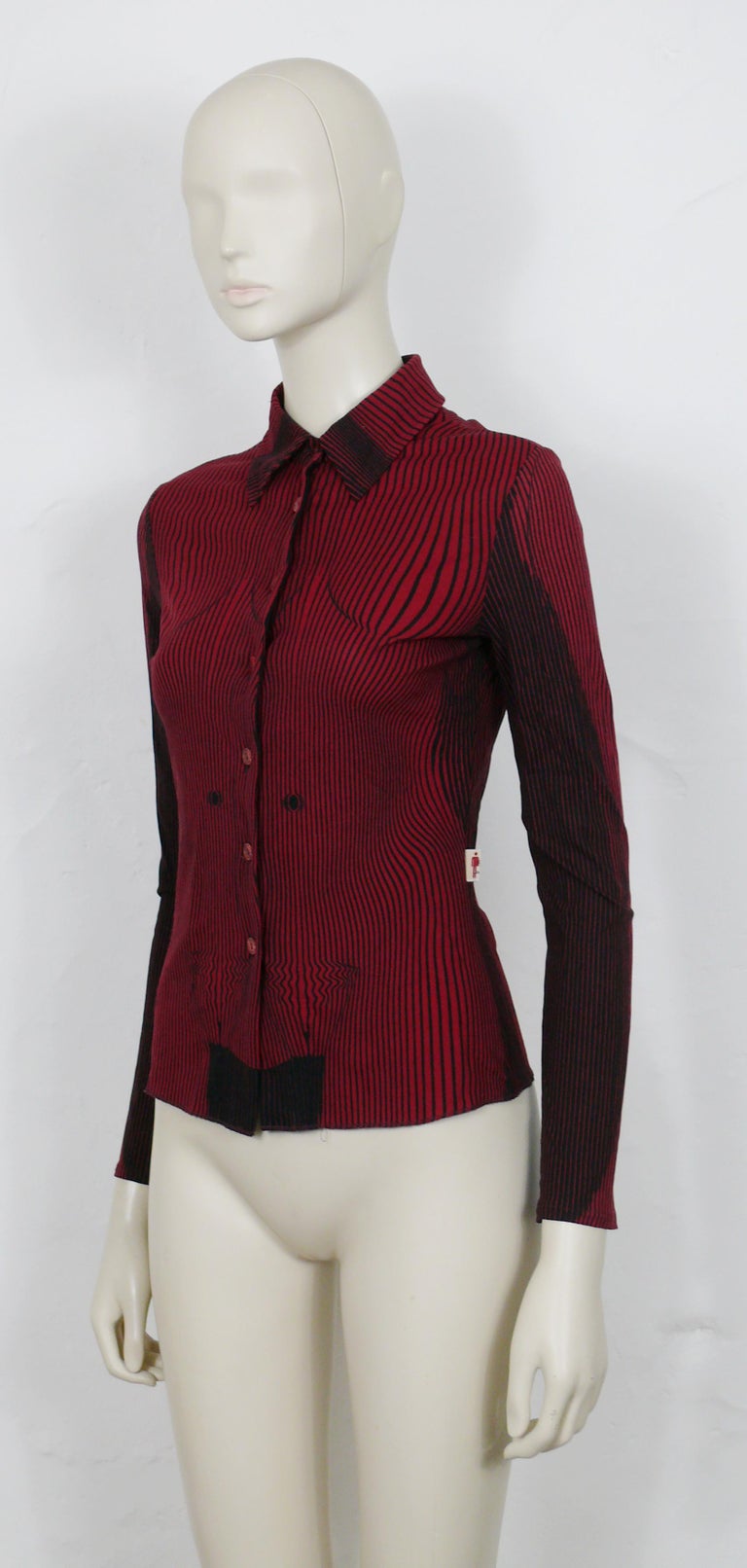 Jean Paul Gaultier Iconic Vintage Red Black Op Art Nude Torso Shirt For ...