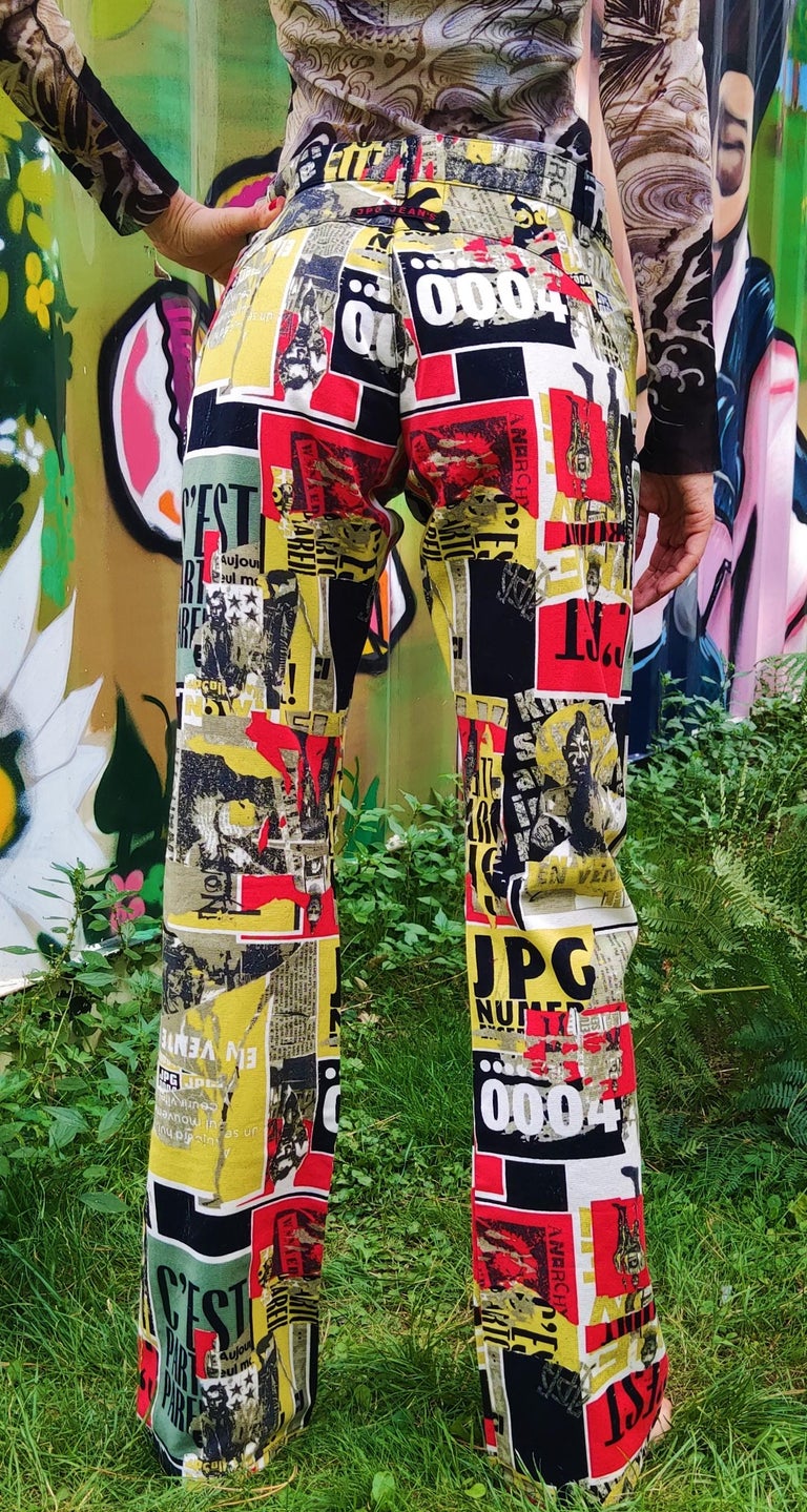 Jean Paul Gaultier Jeans Vintage Anarchy Fight Racism Punk 90s Trousers ...