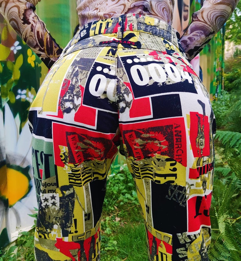 Jean Paul Gaultier Jeans Vintage Anarchy Fight Racism Punk 90s Trousers ...