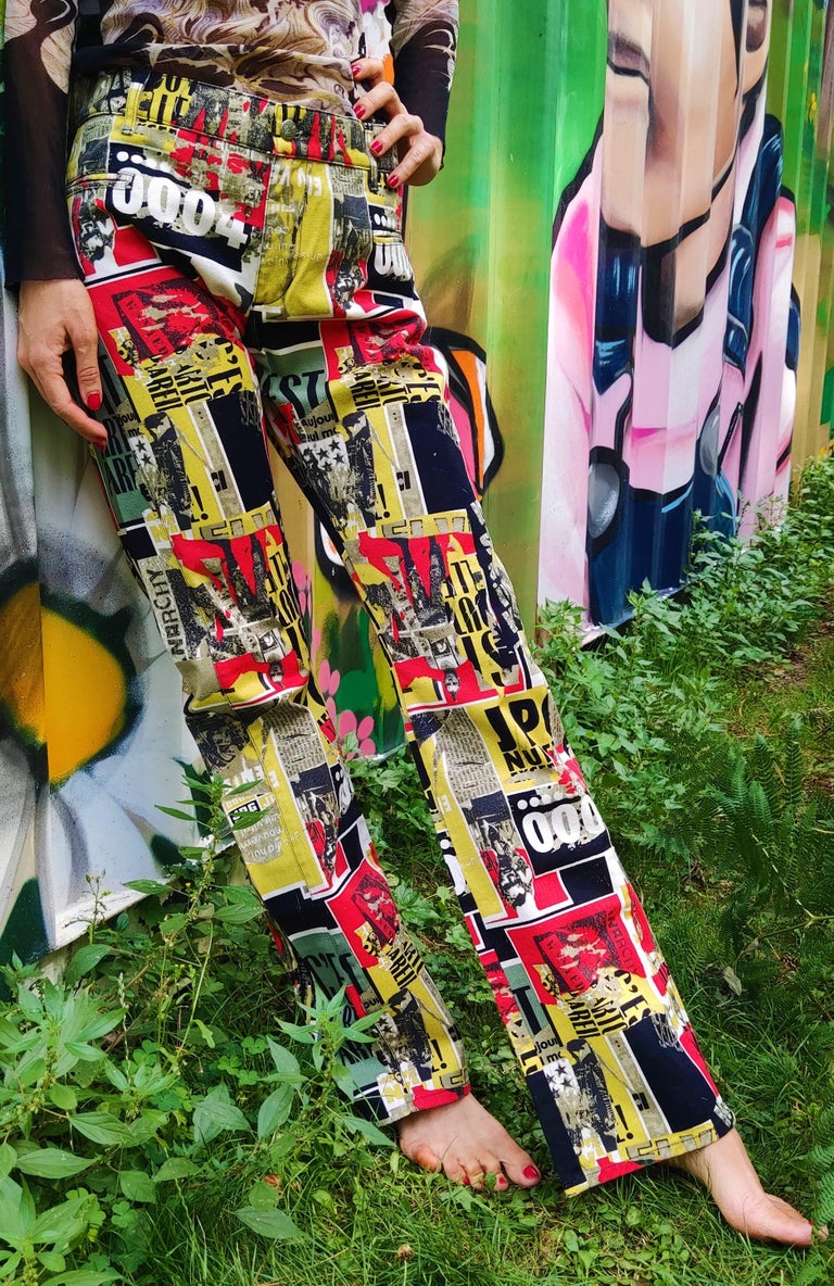 Jean Paul Gaultier Jeans Vintage Anarchy Fight Racism Punk 90s Trousers ...