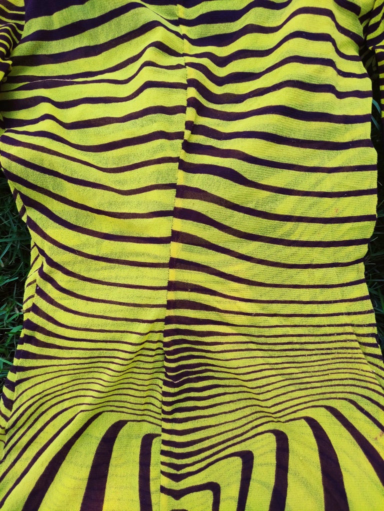 Jean Paul Gaultier Kim Kardashian Mesh Optical Illusion Striped Nude ...