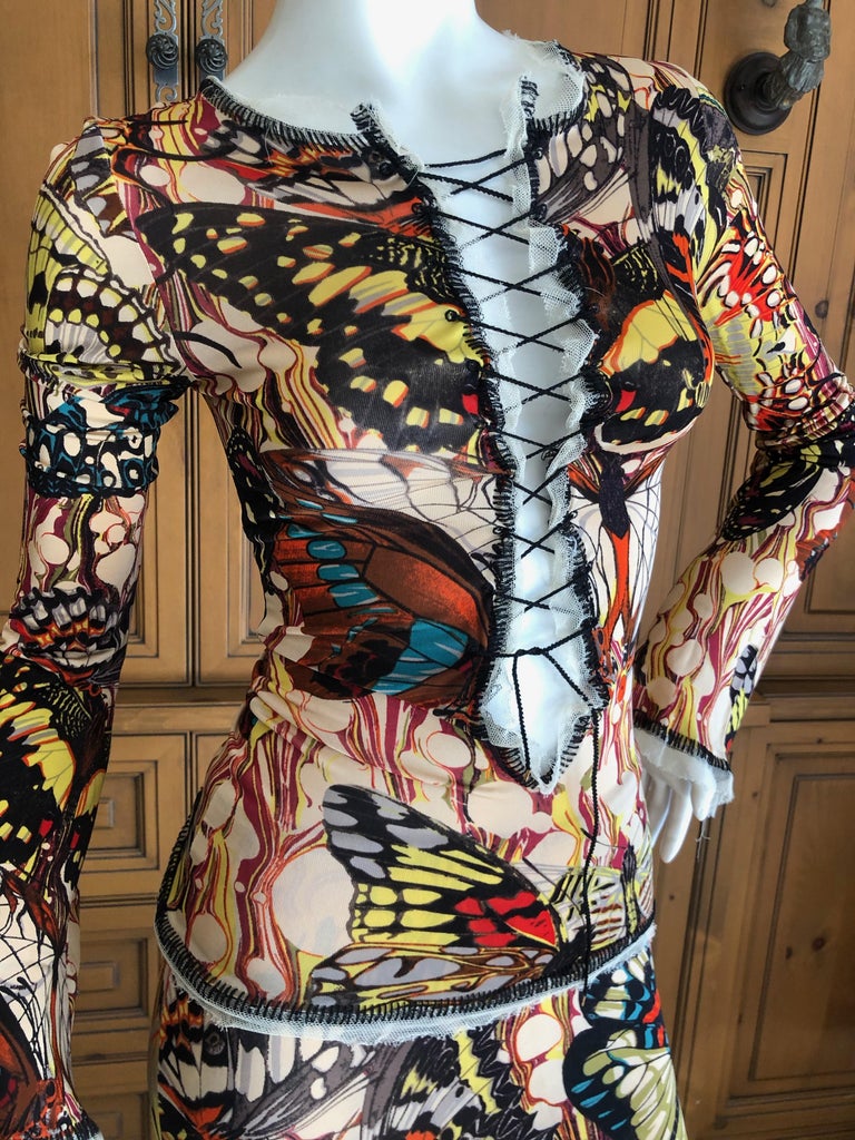 Jean Paul Gaultier Maille Femme 80's Butterfly Pattern Low Cut 2 Piece ...
