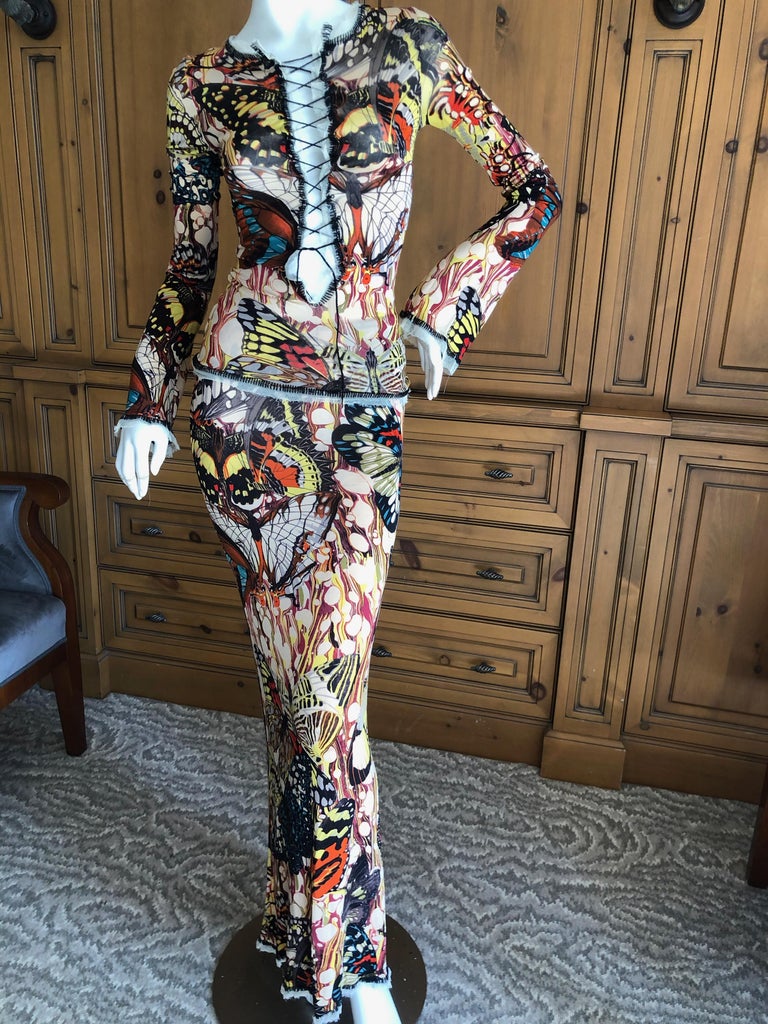 Jean Paul Gaultier Maille Femme 80's Butterfly Pattern Low Cut 2 Piece ...