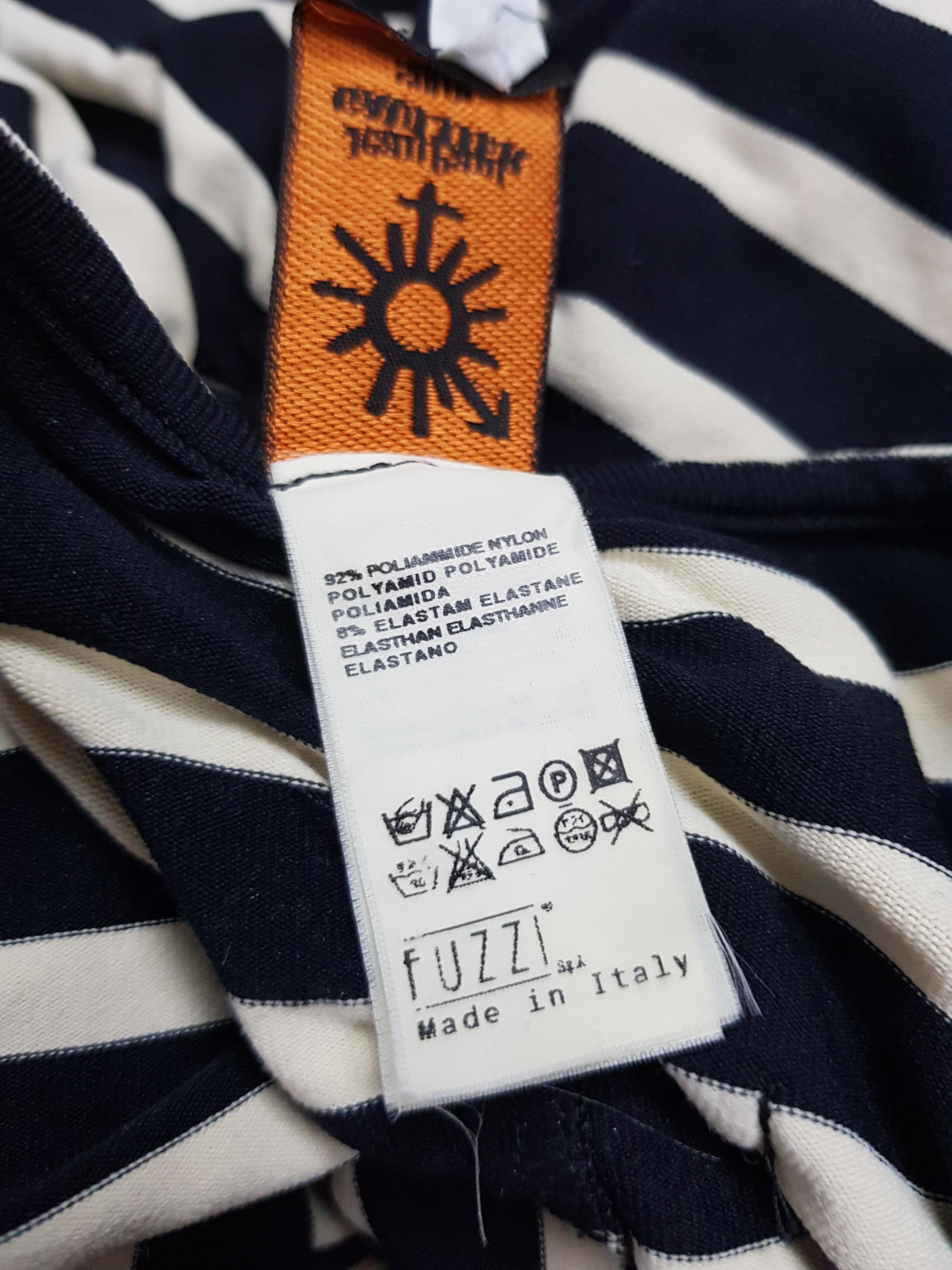 JEAN PAUL GAULTIER Ruched midi dress with stripes and front applique ...