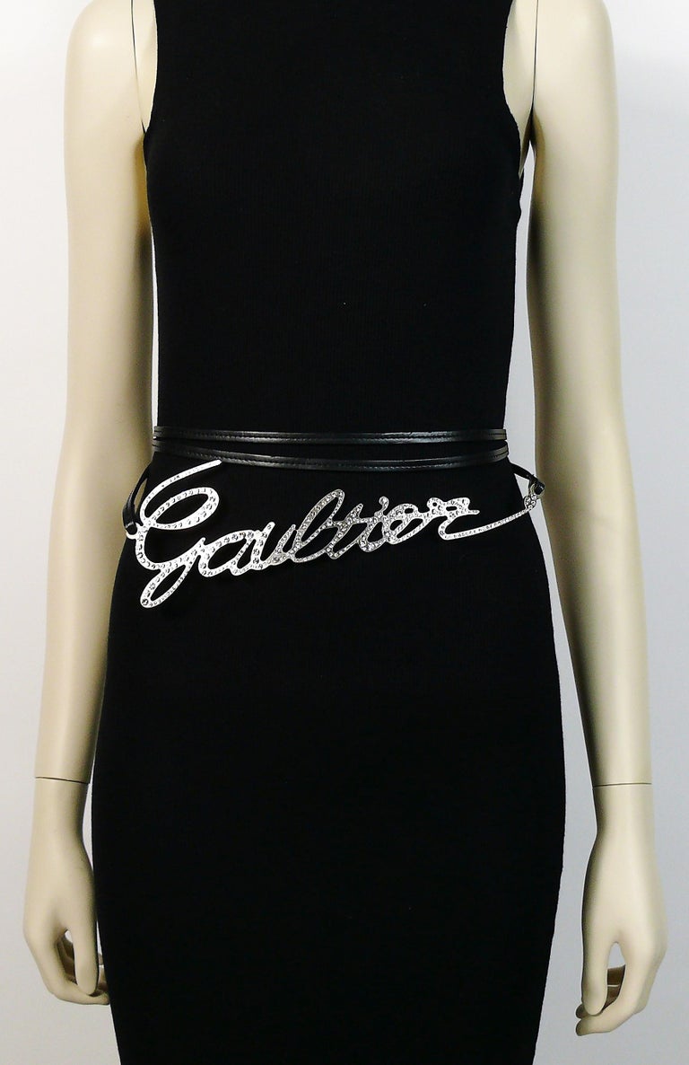 Jean Paul Gaultier Cursive Logo Metal Chrome Jeweled Belt at 1stDibs ...