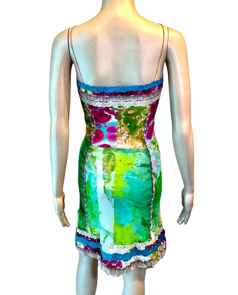 Jean Paul Gaultier S/S 2000 Psychedelic Bacteria Print Sheer Mesh Mini ...