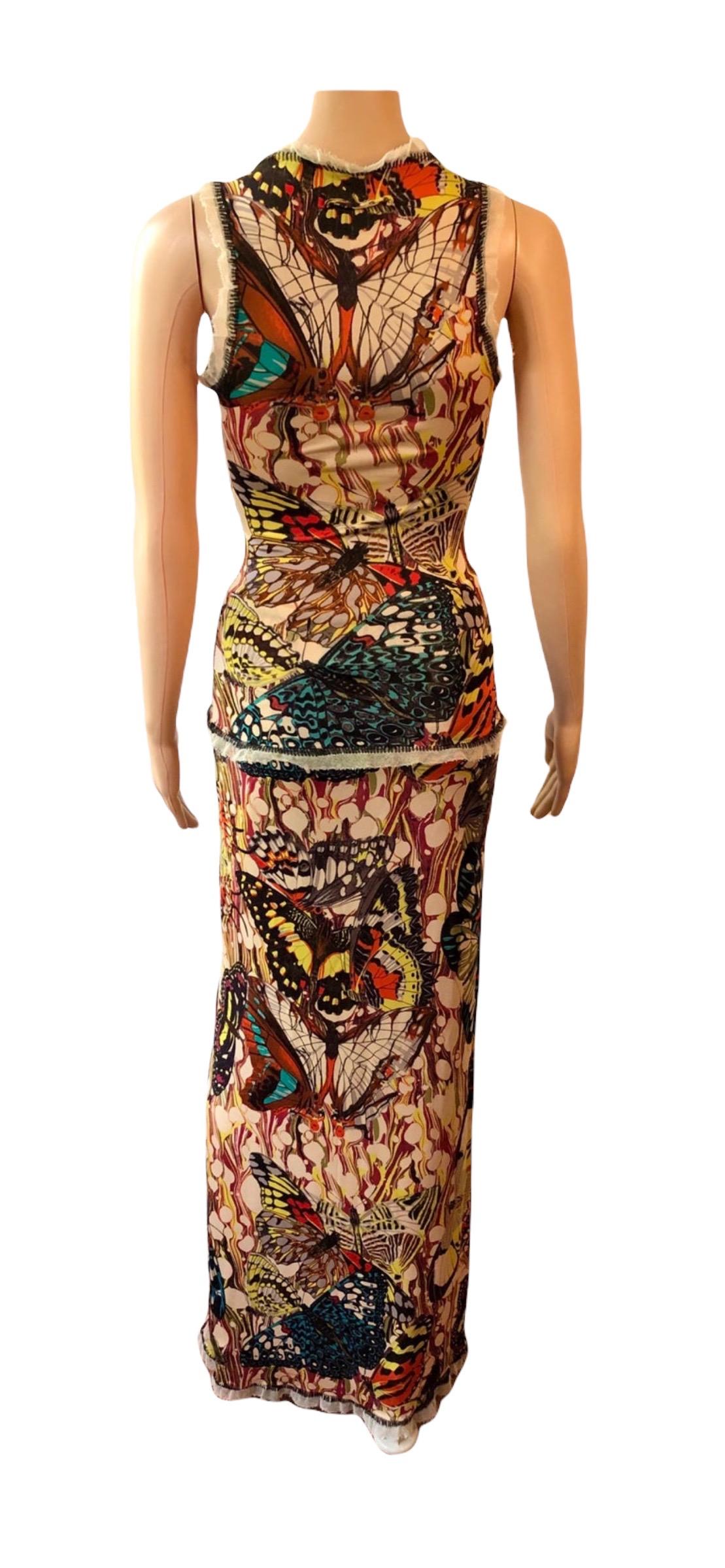 Jean Paul Gaultier S/S 2003 Butterfly Print Top and Skirt Jean Paul Gaultier S/S 2003 Butterfly Print Top and Skirt