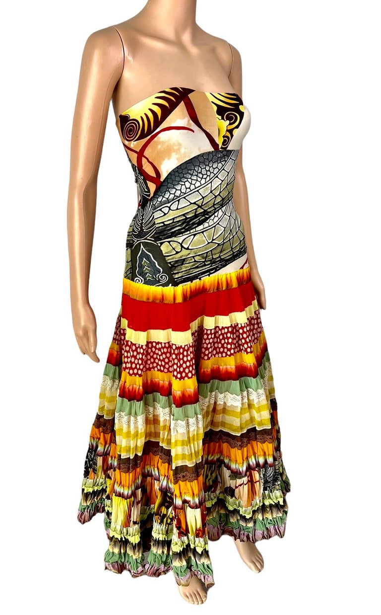 Jean Paul Gaultier S/S 2005 Runway Abstract Salvador Dali Print Maxi ...