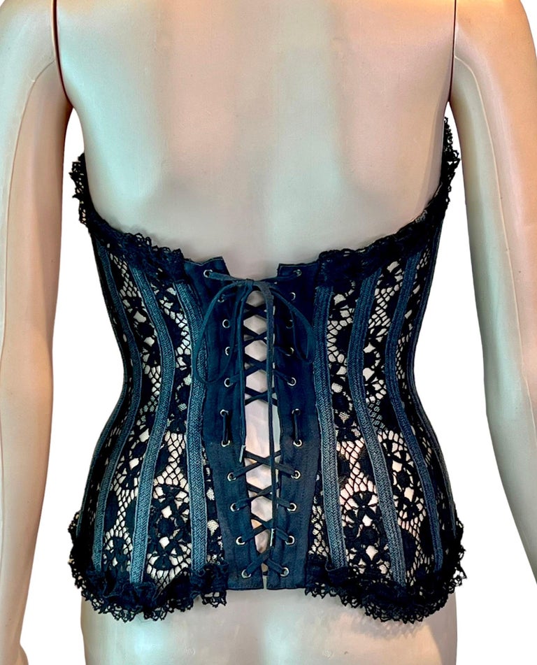 Jean Paul Gaultier S/S 2006 Runway Sheer Black Bustier Corset Lace Up ...