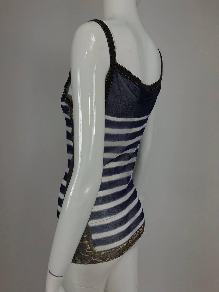 Jean Paul Gaultier signed nautical stripe mesh tank top dated 2001-02 ...