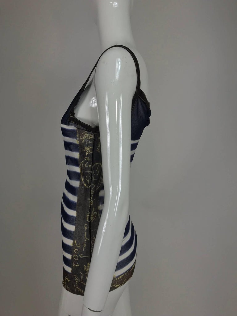 Jean Paul Gaultier signed nautical stripe mesh tank top dated 2001-02 ...