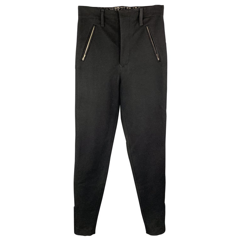JEAN PAUL GAULTIER Size 30 Black Wool Twill Stretch Riding Pants For ...