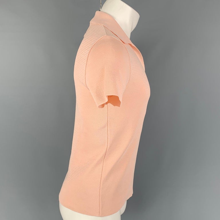 JEAN PAUL GAULTIER Size L Pale Pink Textured Polyester Short Sleeve ...