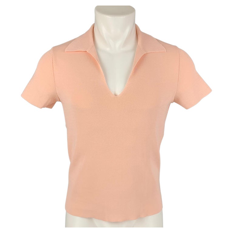 JEAN PAUL GAULTIER Size L Pale Pink Textured Polyester Short Sleeve ...