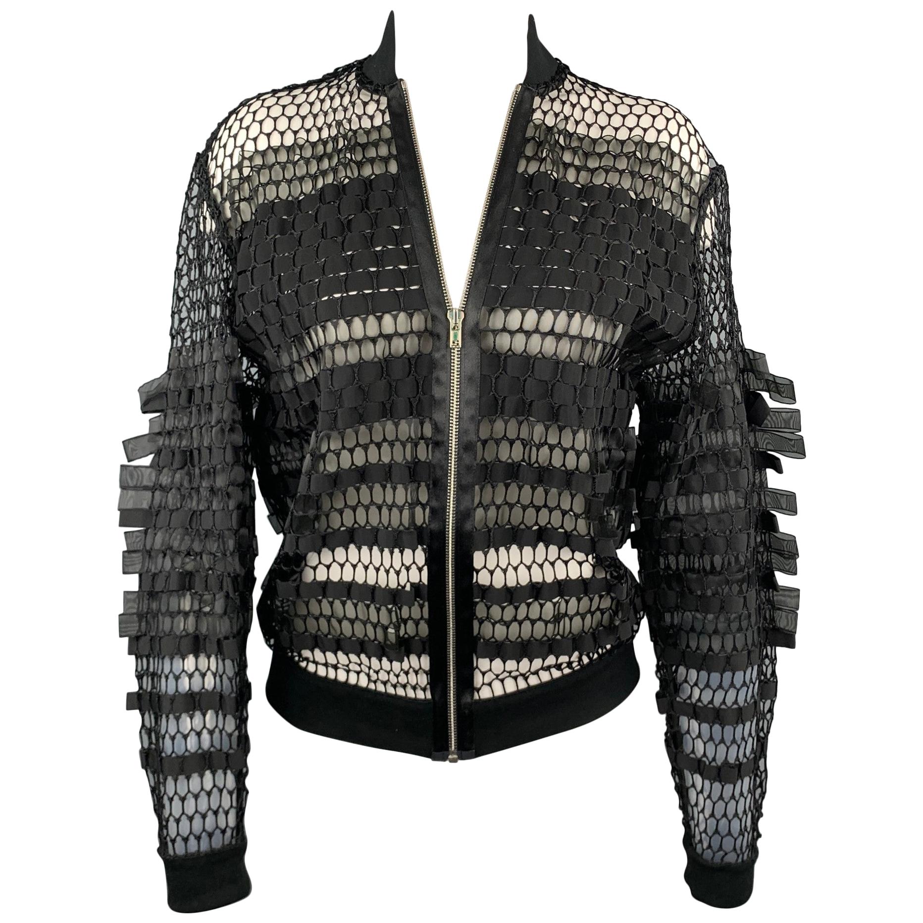 JEAN PAUL GAULTIER Size M Black Mesh Polyester Zip Up Jacket at 1stDibs