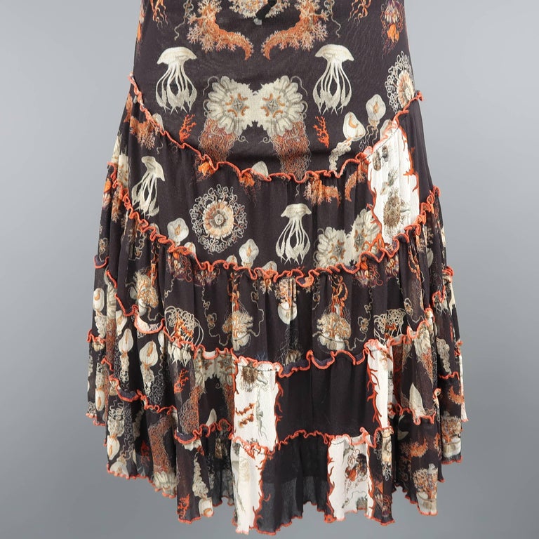 Jean Paul Gaultier Black Jellyfish Print Mesh Ruffle Skirt Dress at ...