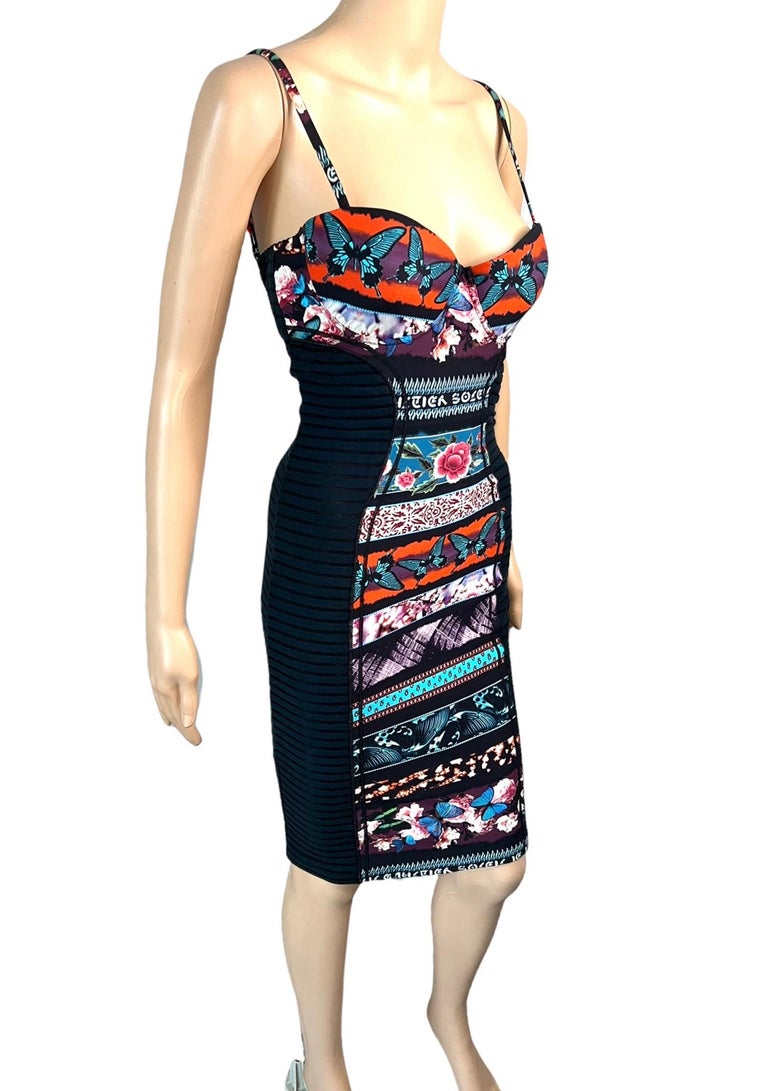 Jean Paul Gaultier Soleil Bustier Bra Bodycon Logo Semi-Sheer Side ...