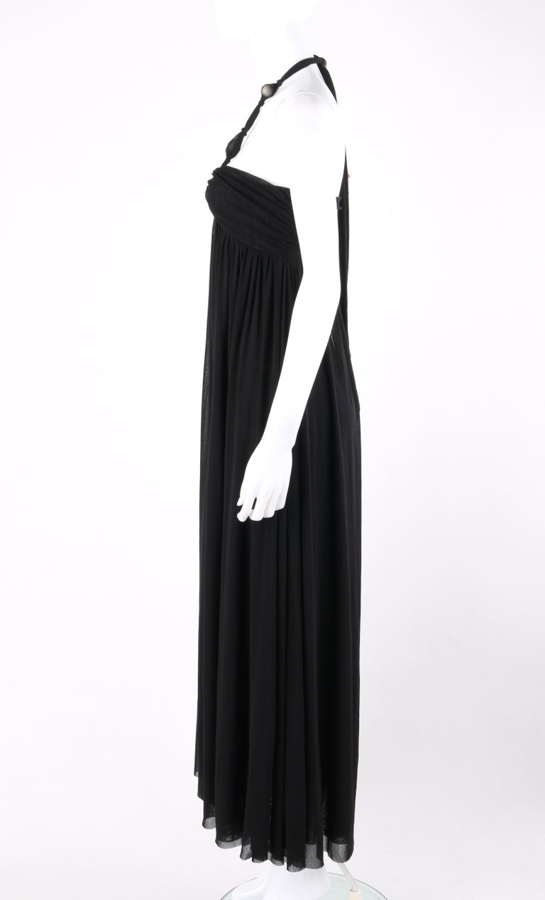 JEAN PAUL GAULTIER Soleil c.2009 Resort Black Mesh Beaded Halter Maxi ...