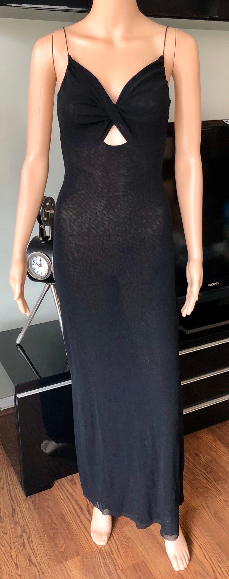 Jean Paul Gaultier Soleil S/S 1999 Cutout Semi-Sheer Mesh Black Maxi ...