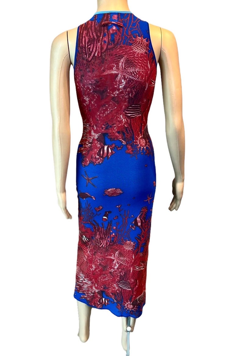 Jean Paul Gaultier Soleil S/S 1999 Sea Life Print Bodycon Zipper Mesh ...