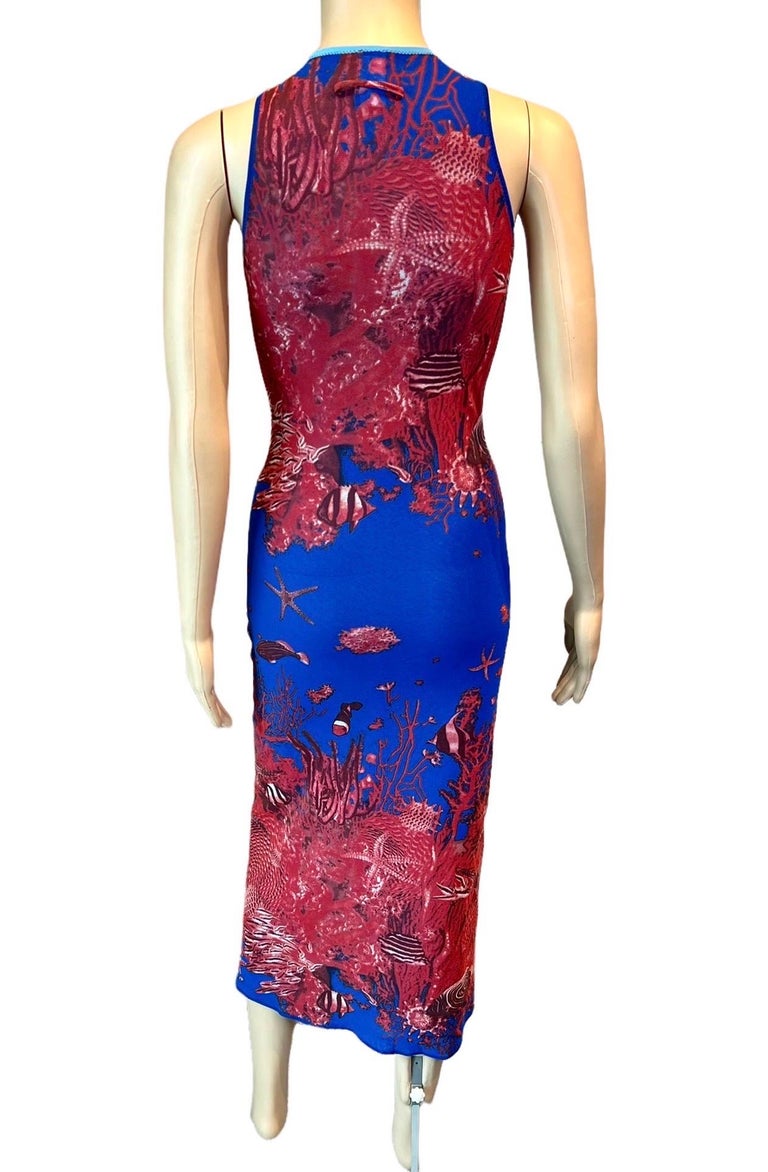 Jean Paul Gaultier Soleil S/S 1999 Sea Life Print Bodycon Zipper Mesh ...
