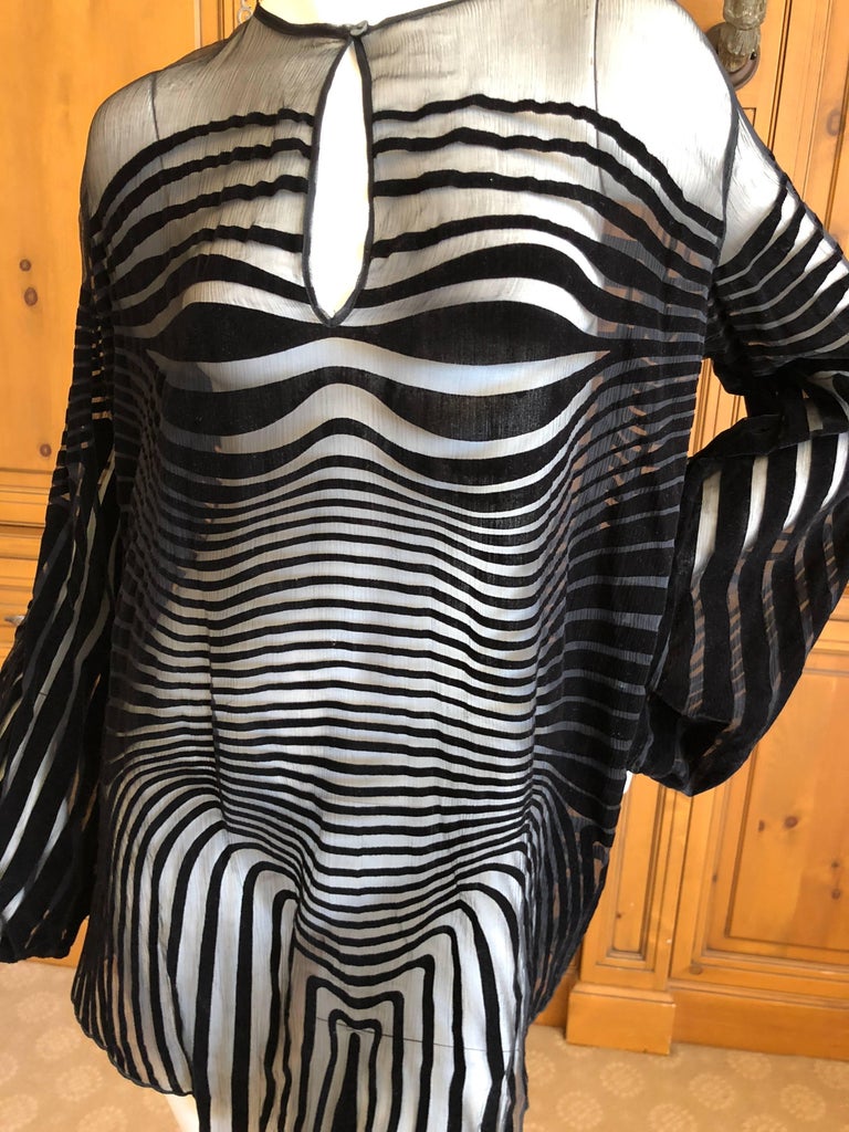 Jean Paul Gaultier Soleil Vintage Op Art Poet Sleeve Torso Keyhole Top ...