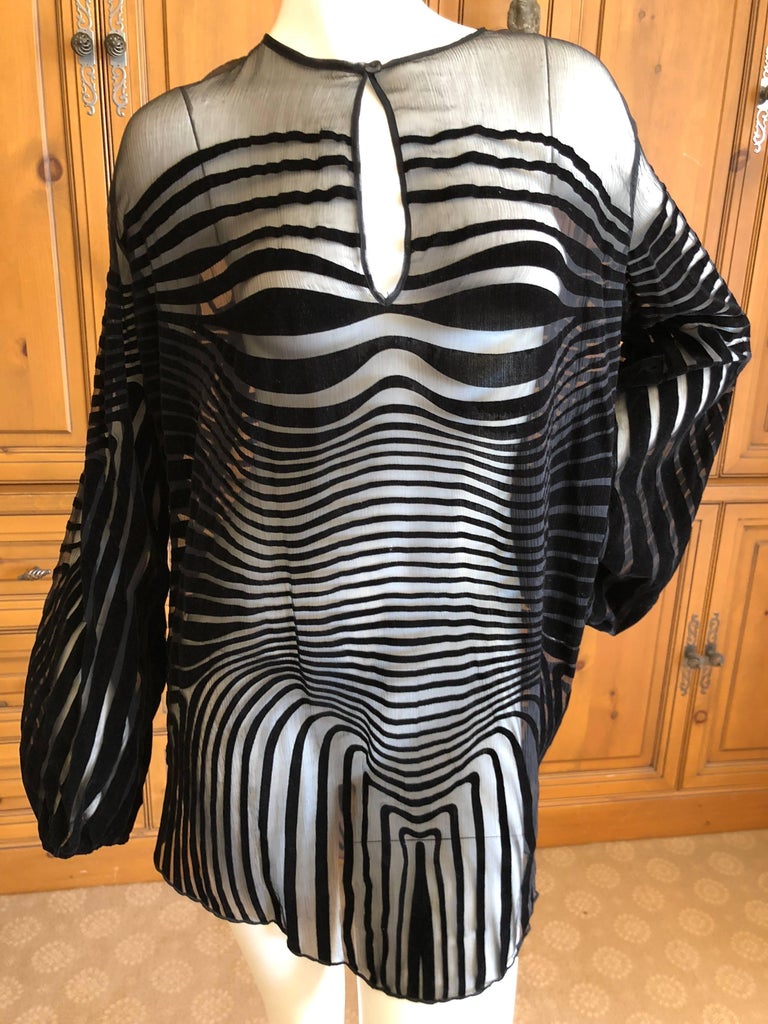 Jean Paul Gaultier Soleil Vintage Op Art Poet Sleeve Torso Keyhole Top ...