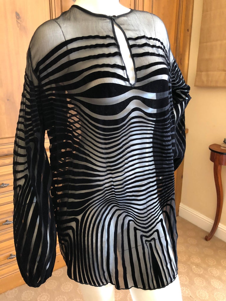Jean Paul Gaultier Soleil Vintage Op Art Poet Sleeve Torso Keyhole Top ...