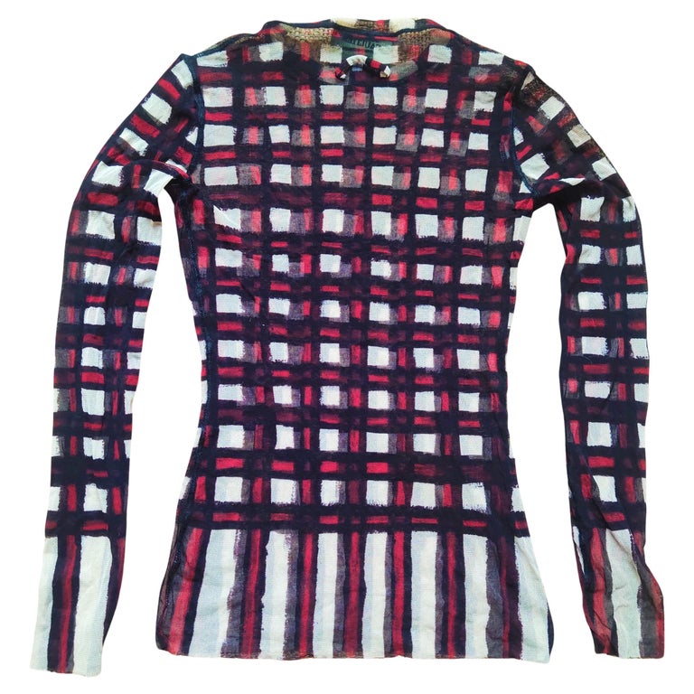 Jean Paul Gaultier Tartan Checked Striped Red Mesh Transparent Shirt ...